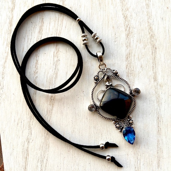 Silverskylight | Jewelry | 925 Sterling Silver Black Obsidian Blue ...